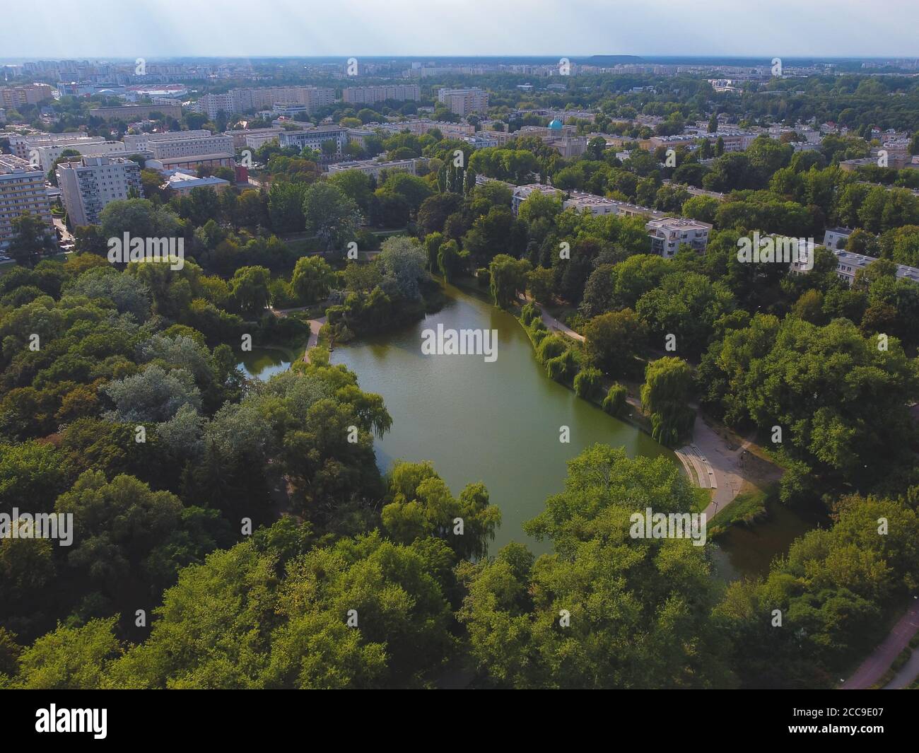 Aerial top view park trees grass hi-res stock photography and images ...