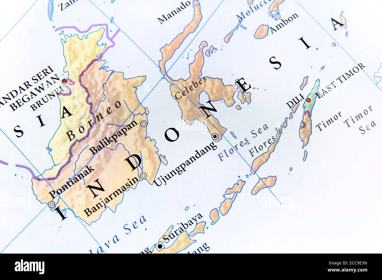 Geographic map of Indonesia with important cities Stock Photo - Alamy