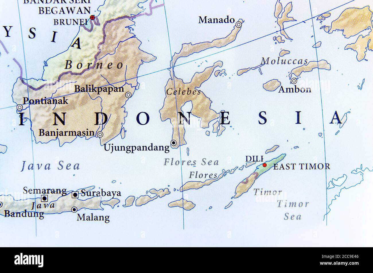 Geographic map of Indonesia with important cities Stock Photo - Alamy