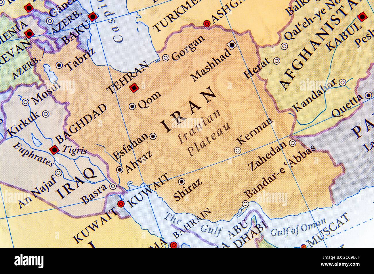 Geographic map of Iran with important cities Stock Photo - Alamy