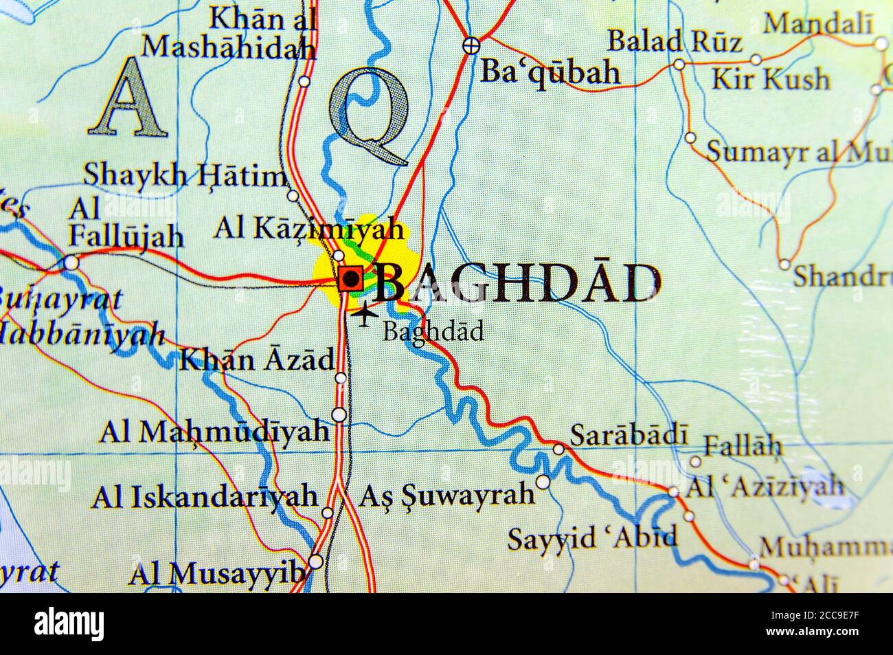 Geographic map of Irag with capital Baghdad city Stock Photo - Alamy
