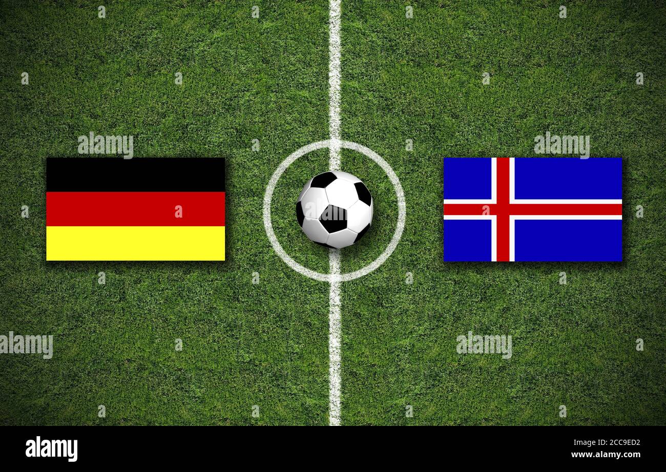 Illustration of a football with the flags of Germany and Iceland Stock ...