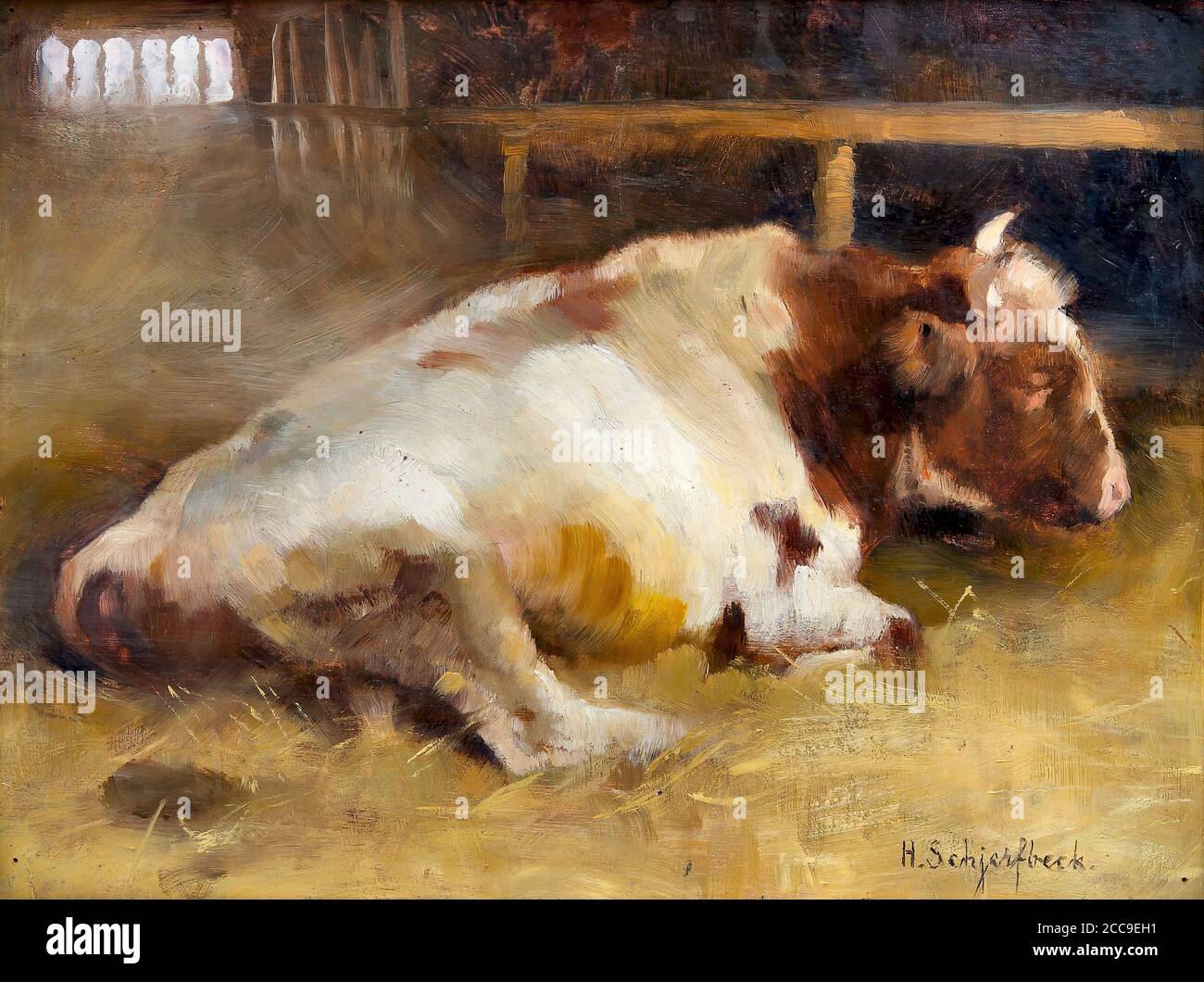 Schjerfbeck Helena - Resting Young Bull - Finnish School - 19th Century ...