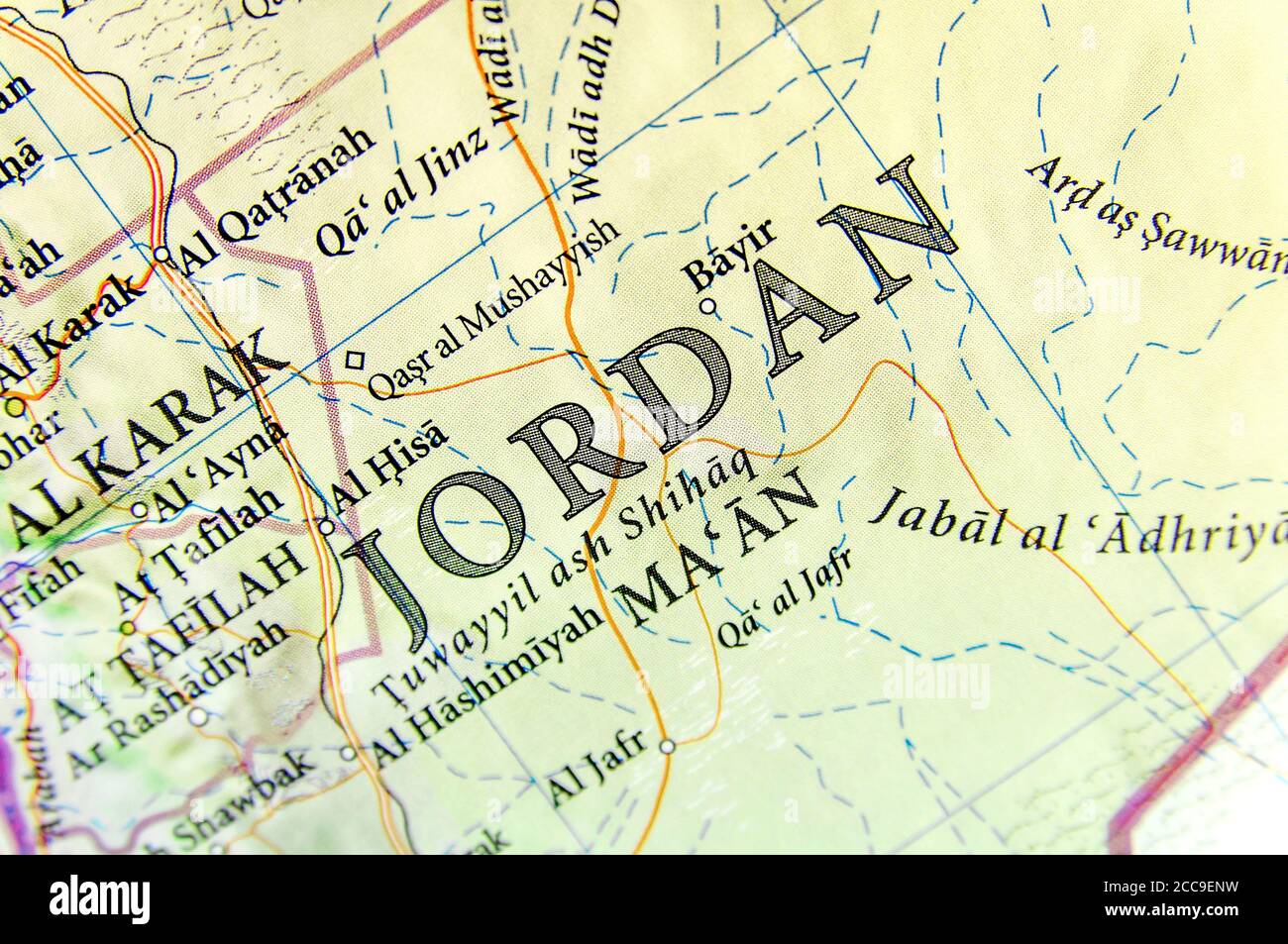 Geographic map of Jordan with important cities Stock Photo - Alamy