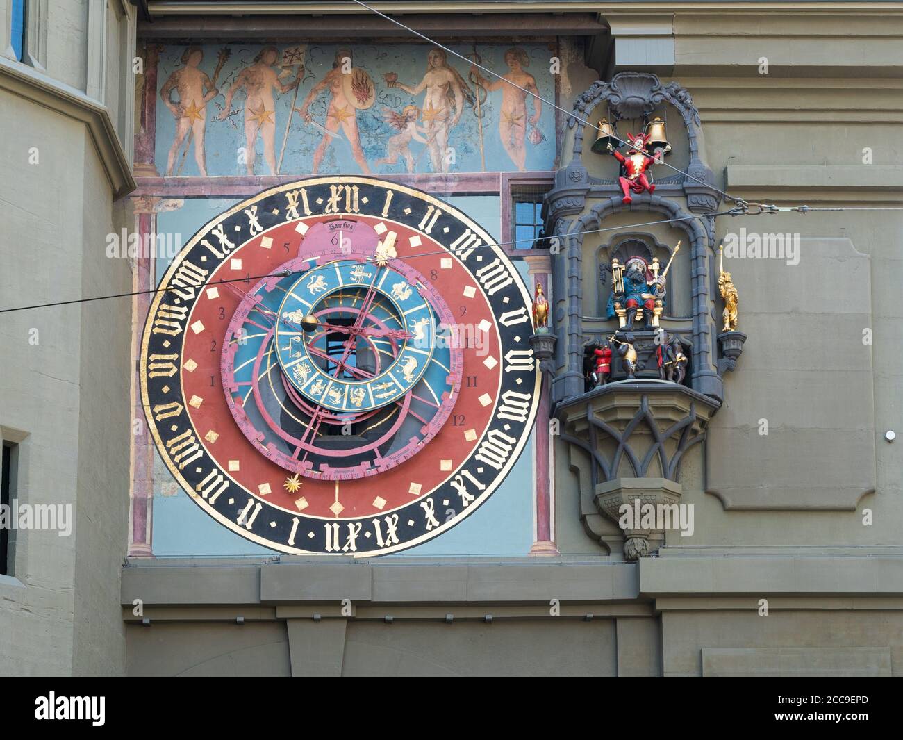 Close-up view of Zeitglockenturm or Zytglogge clock tower a 15th ...