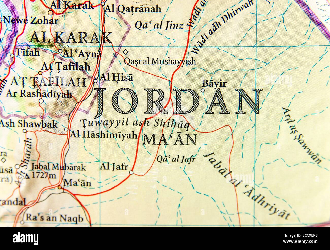 Geographic map of Jordan with important cities Stock Photo - Alamy