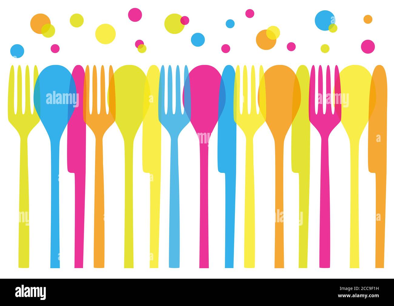 Illustration of a colorful cutlery set isolated on a white background ...