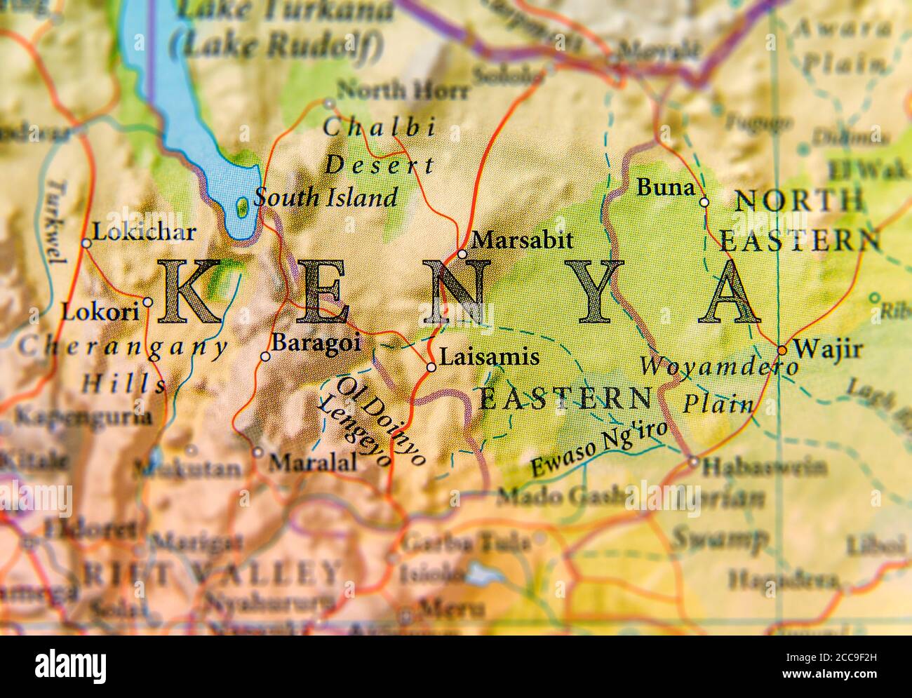 Geographic map of Kenya with important cities Stock Photo - Alamy
