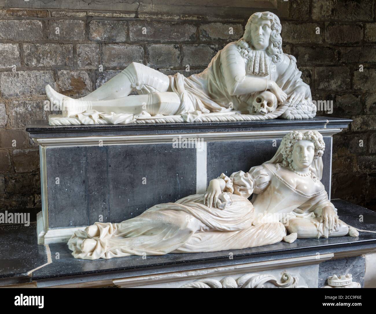 Marble memorial sculpture of Sir John Lewis and Lady Lewis of the East ...