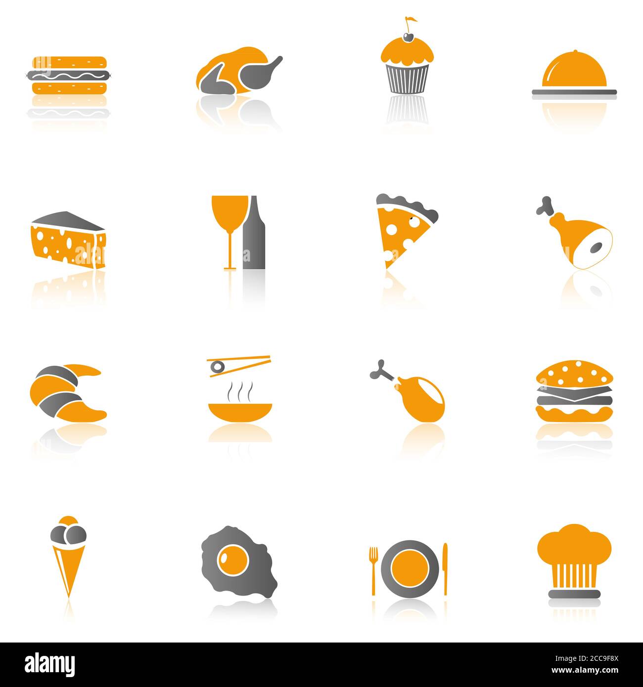 Illustration of different types of food icons isolated on a white ...