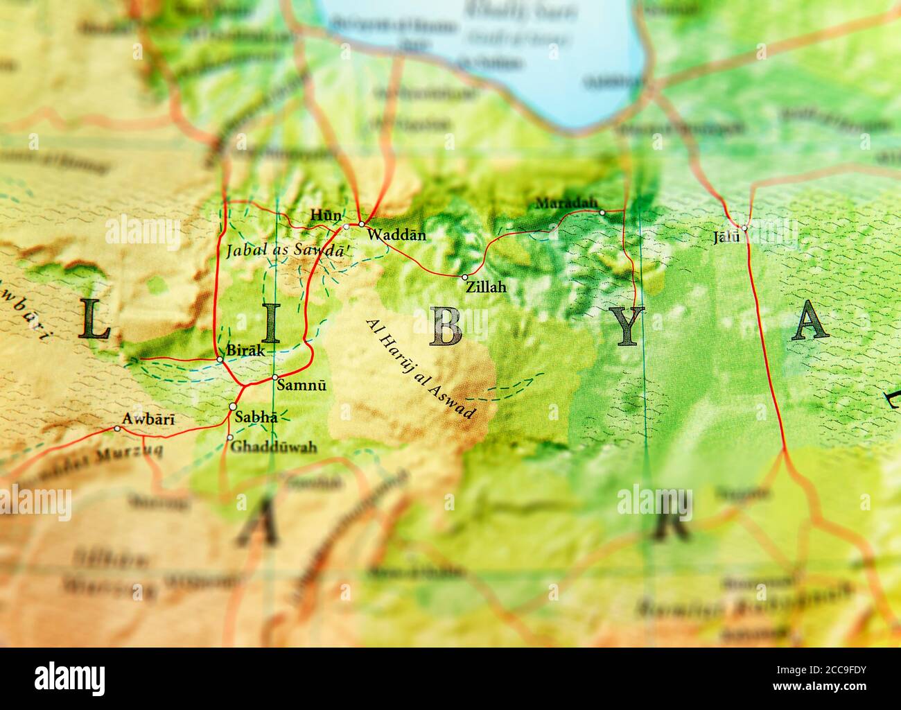 Geographic map of Libya country with important cities Stock Photo - Alamy