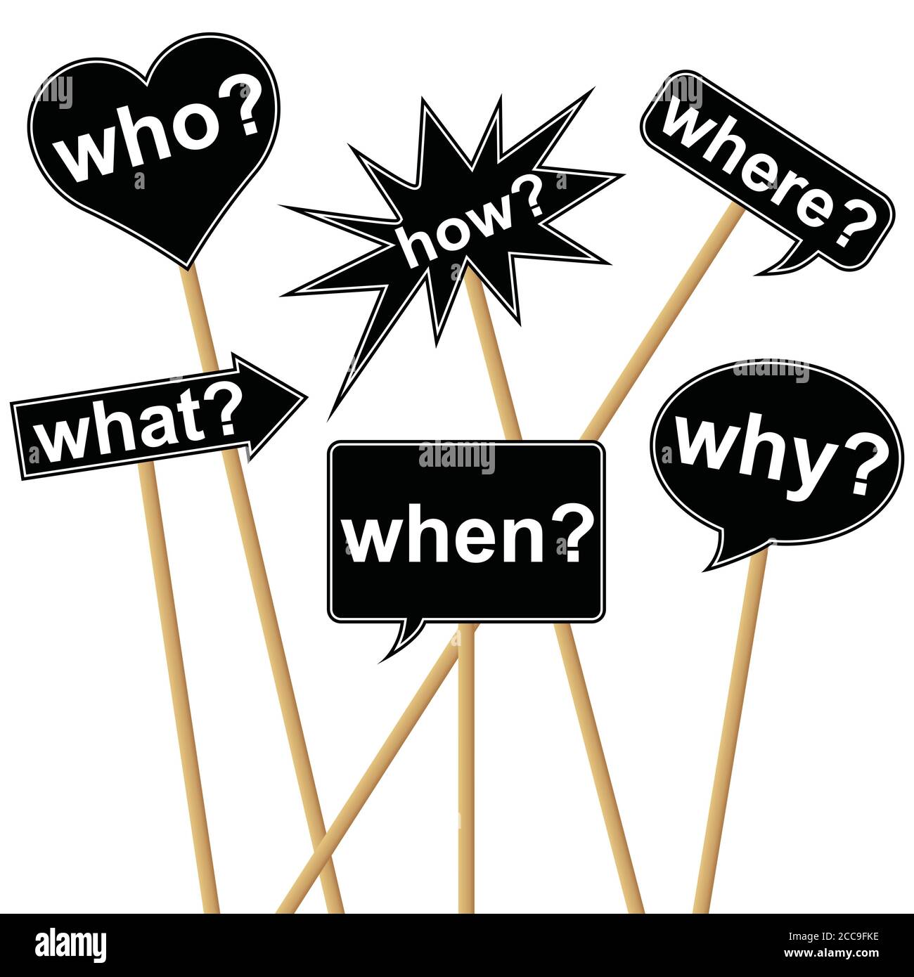 Illustration of various questions isolated on a white background Stock ...