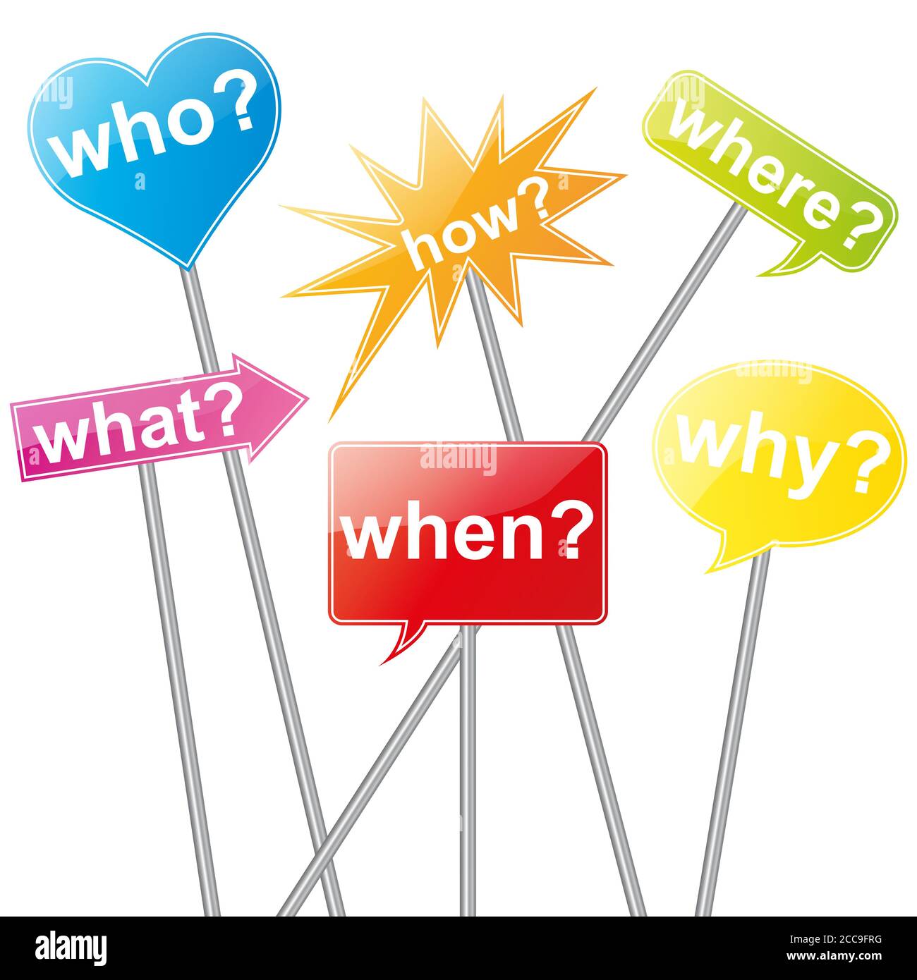 Illustration of various questions isolated on a white background Stock ...