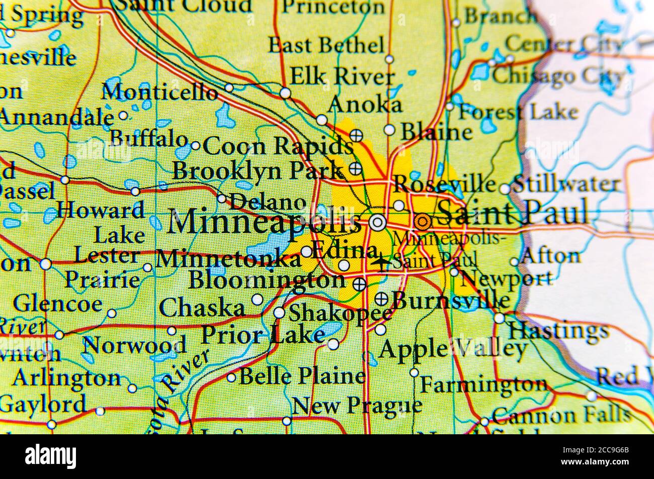 Geographic map of Minneapolis Stock Photo - Alamy