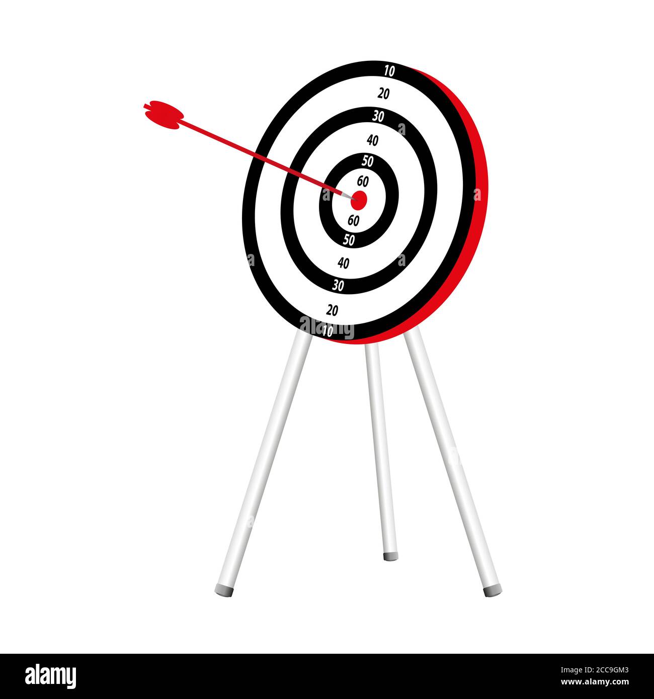 Illustration of an arrow hitting the target isolated on a white ...
