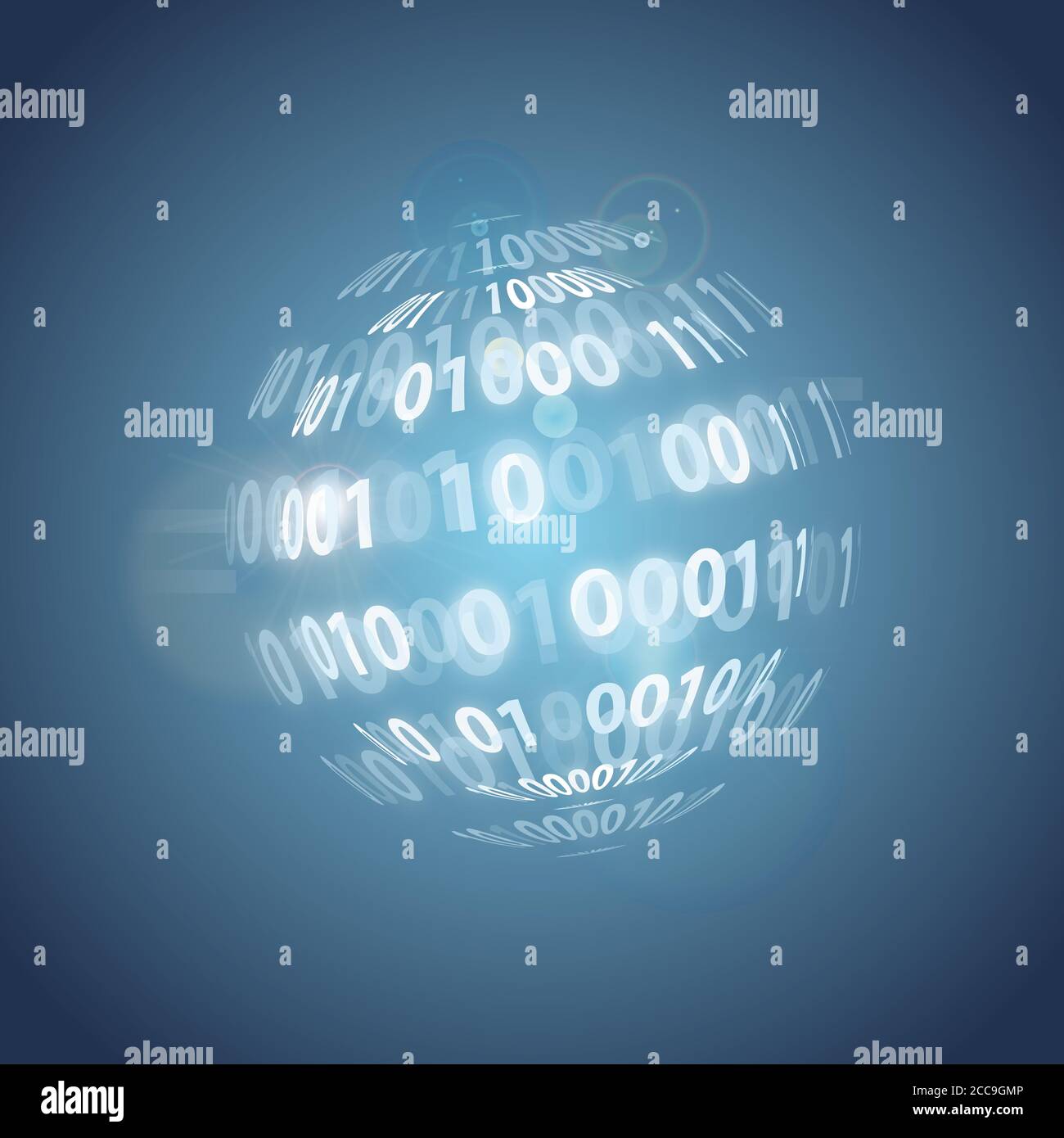 Illustration of a globe with cyber numbers on a blue digital background ...