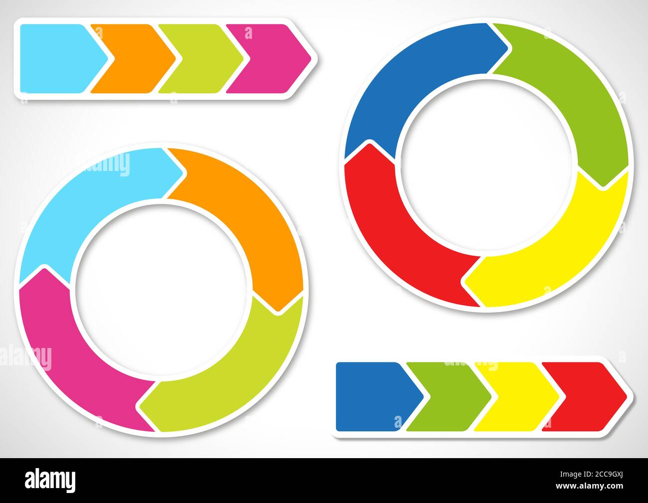 Different designs of arrows used for directing steps in instructions ...