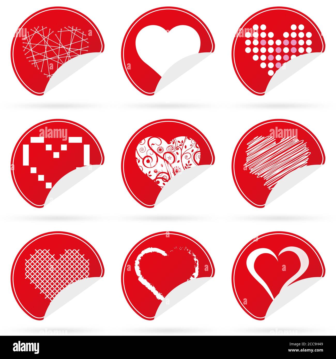 Illustration of differently designed hearts used for Valentines Day ...