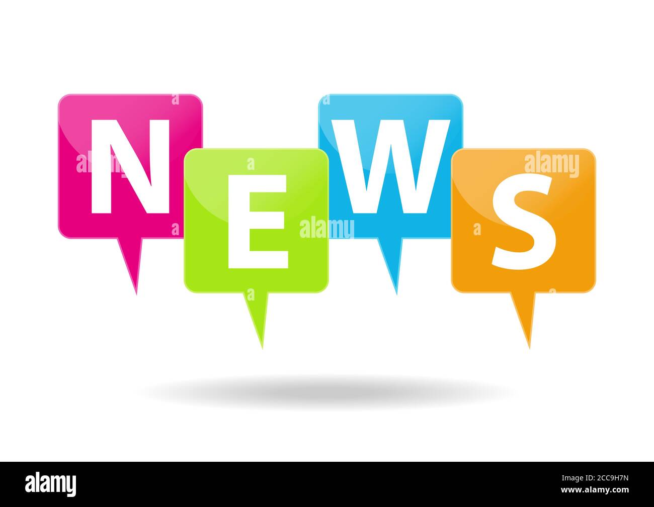 Illustration of the word news made of colorful message icons isolated ...