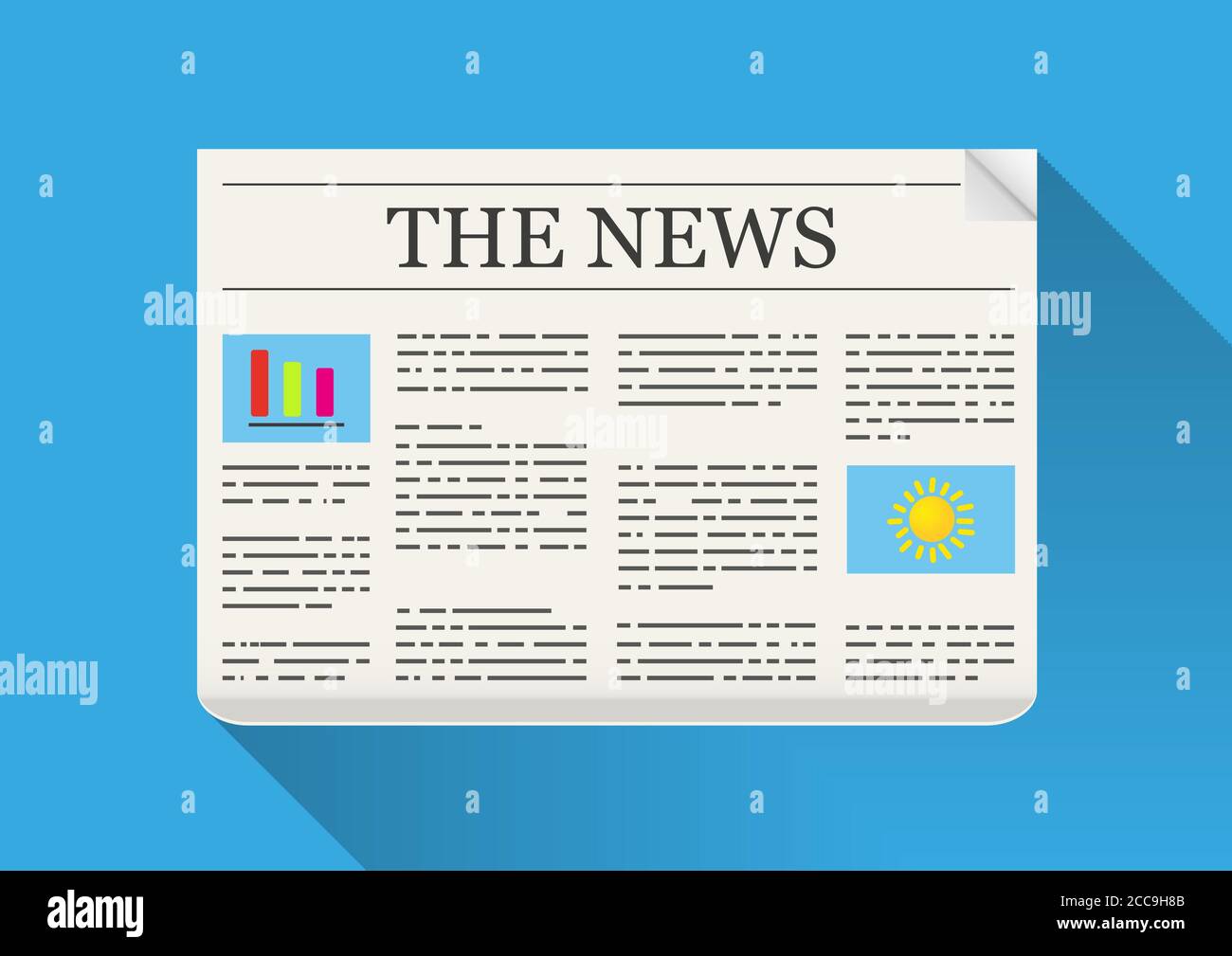 Illustration of a newspaper with the headline "THE NEWS," and a ...