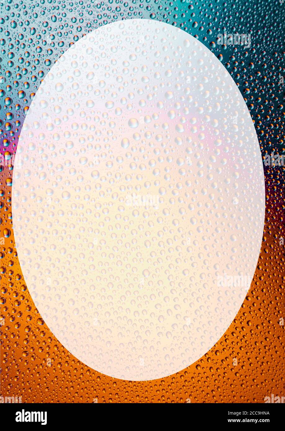 Amber and Blue portrait border design with droplets of water and ...