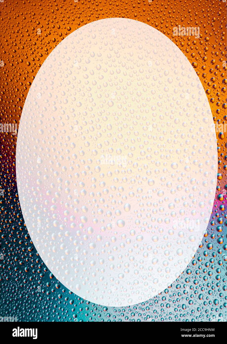 Amber and Blue portrait border design with droplets of water and ...