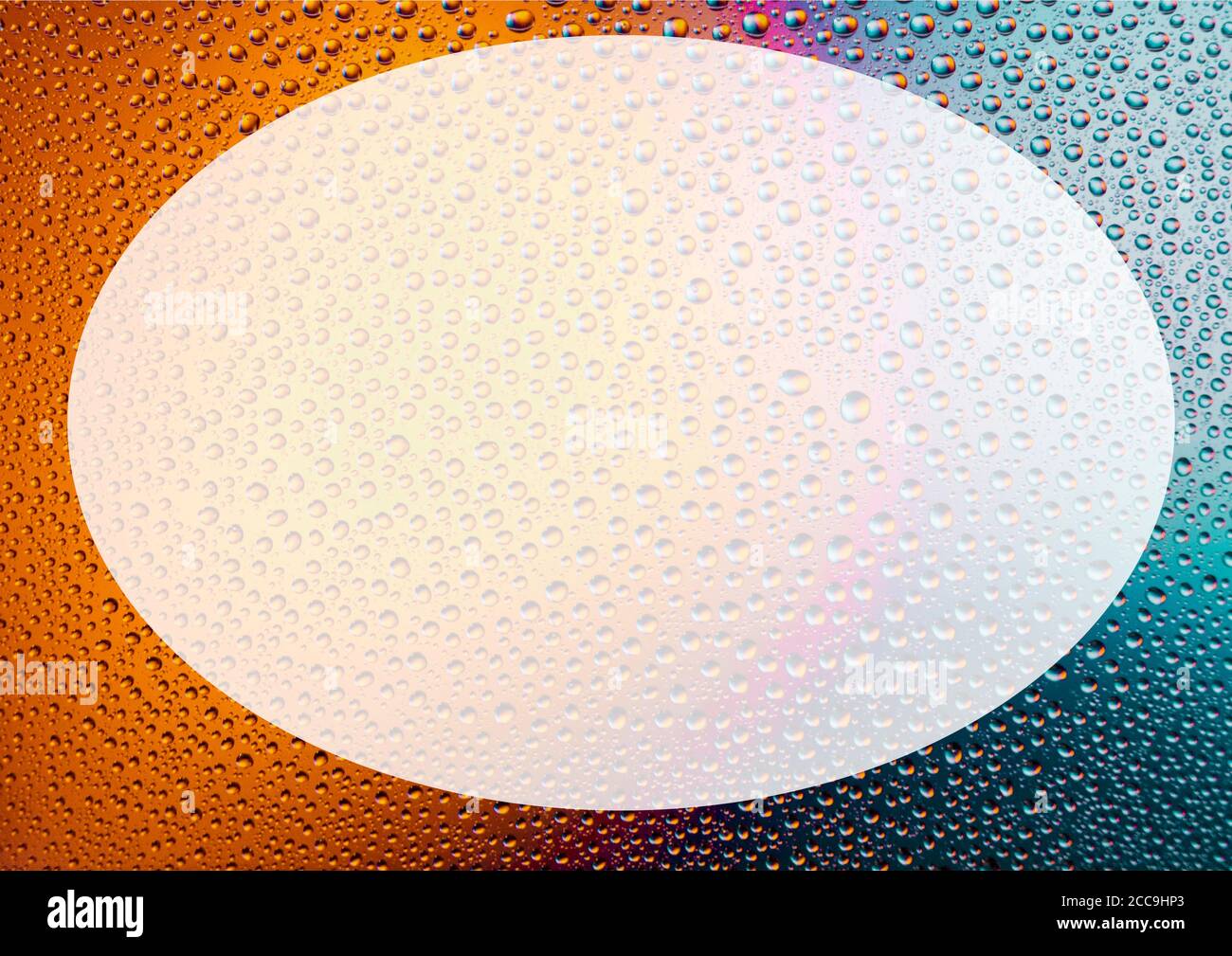 Amber and Blue landscape border design with droplets of water and ...