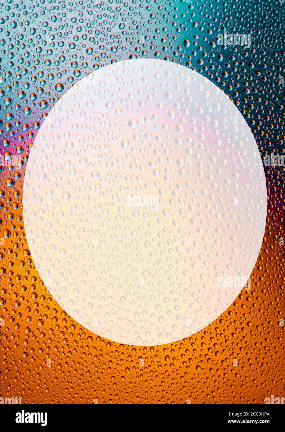 Amber and Blue border design with droplets of water and central copy ...