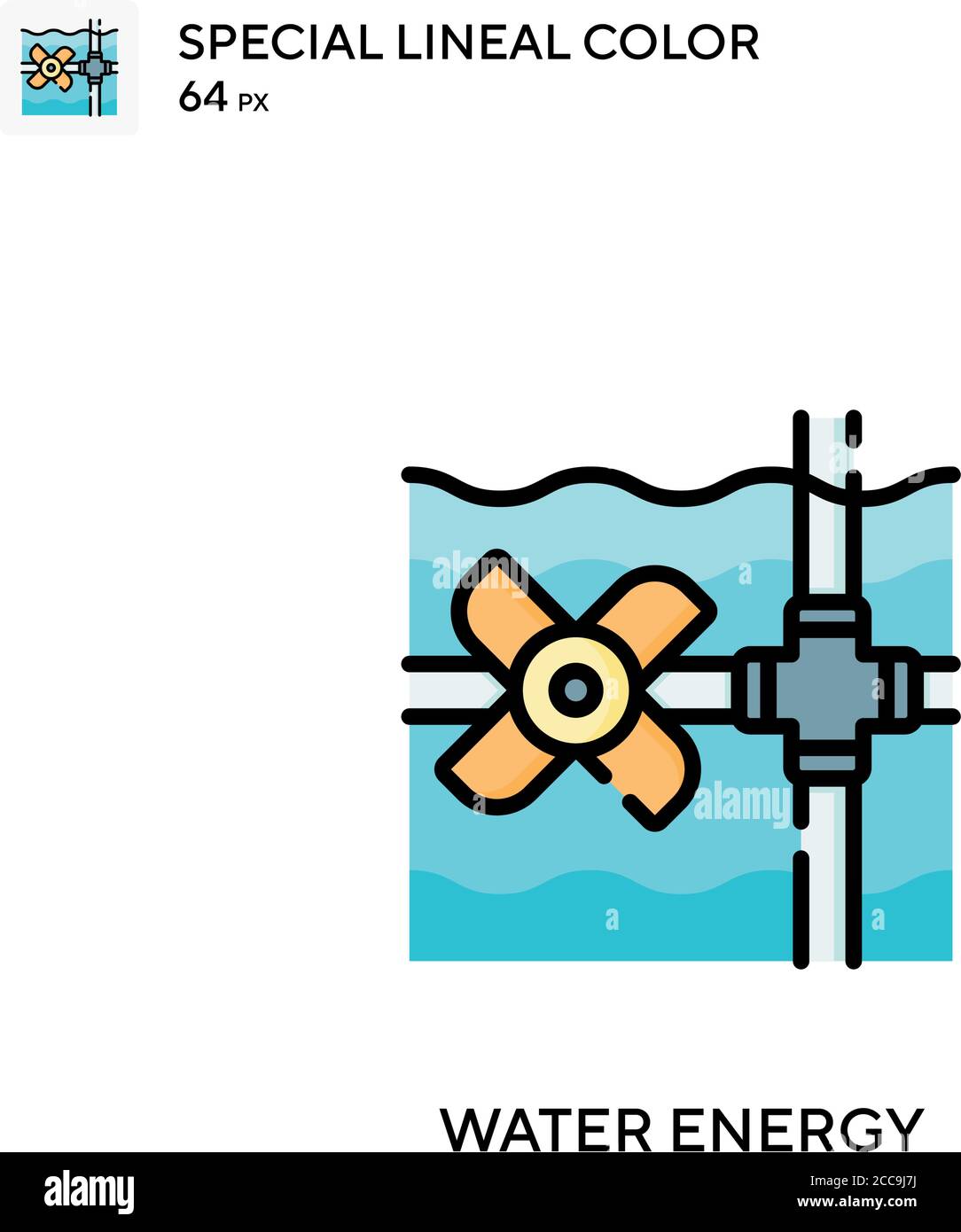 Water energy Special lineal color vector icon. Illustration symbol ...