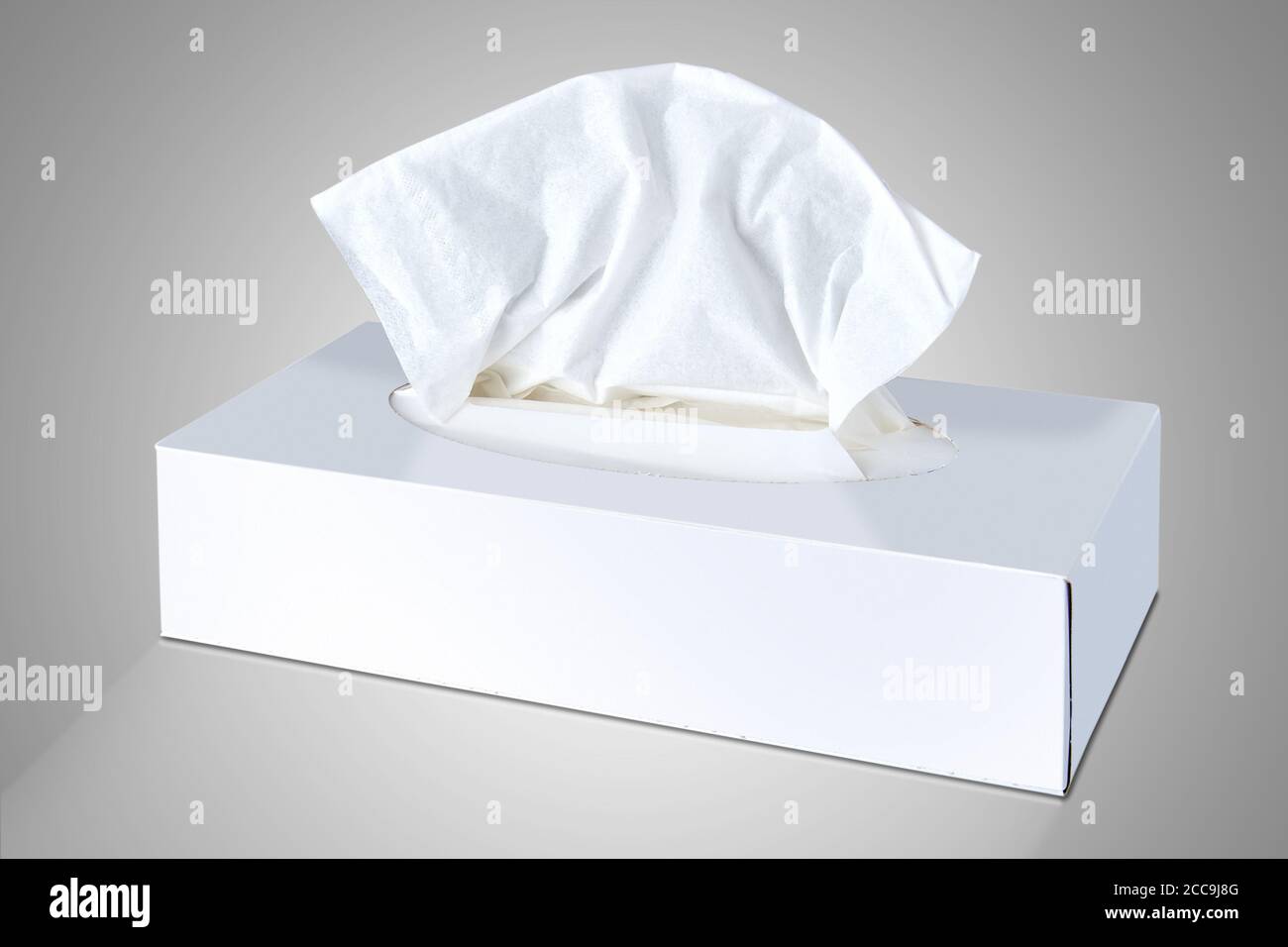 Blank tissue from White Cosmetic Tissues Box isolated on Gradient ...