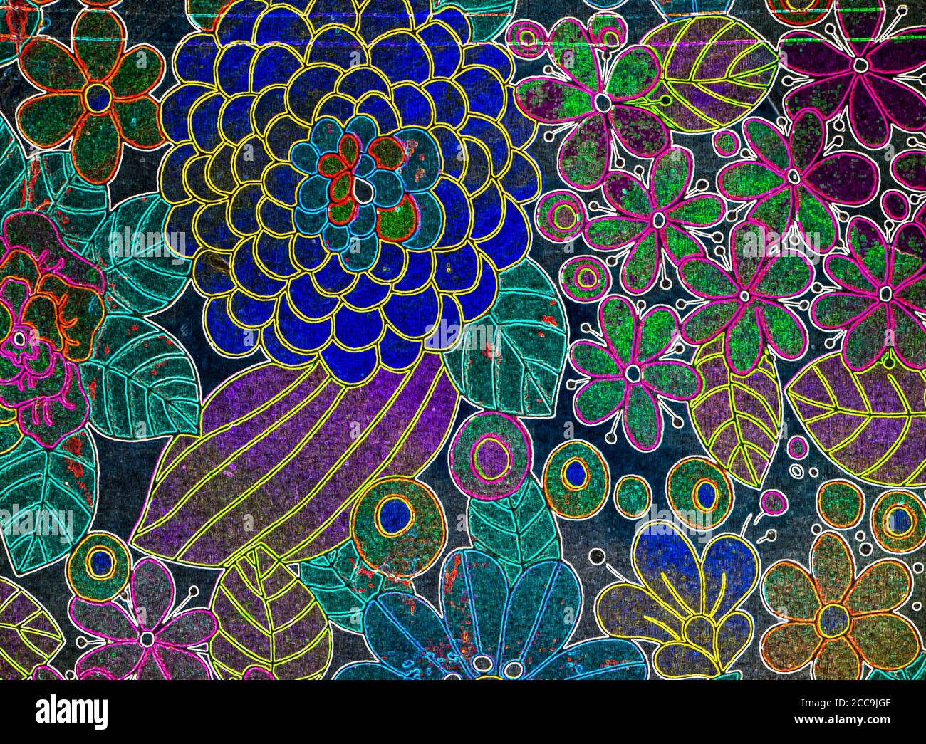 Vintage floral pattern wallpaper texture neon lights Stock Photo - Alamy