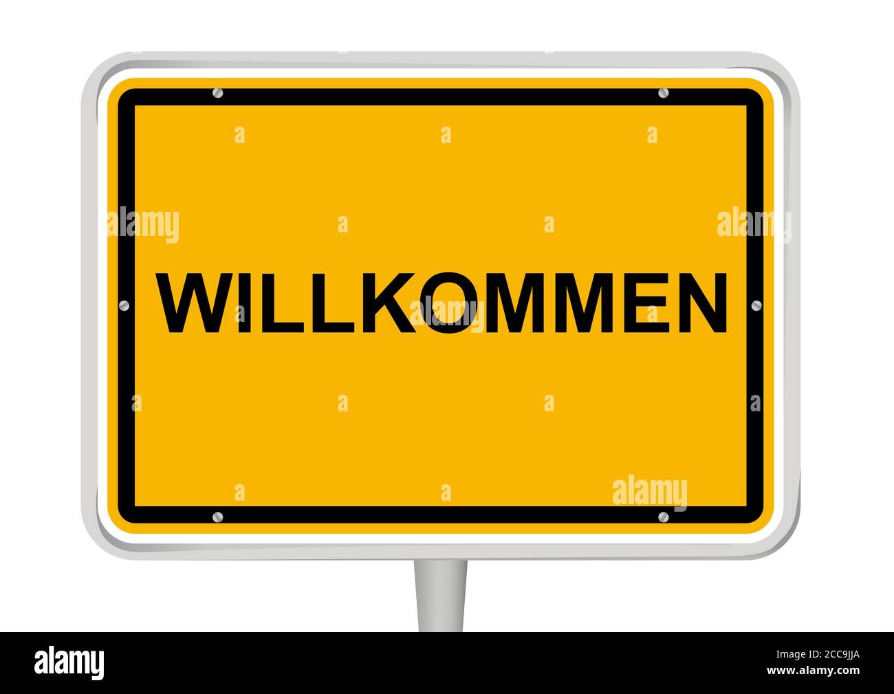 Isolated yellow german welcome sign Stock Photo - Alamy