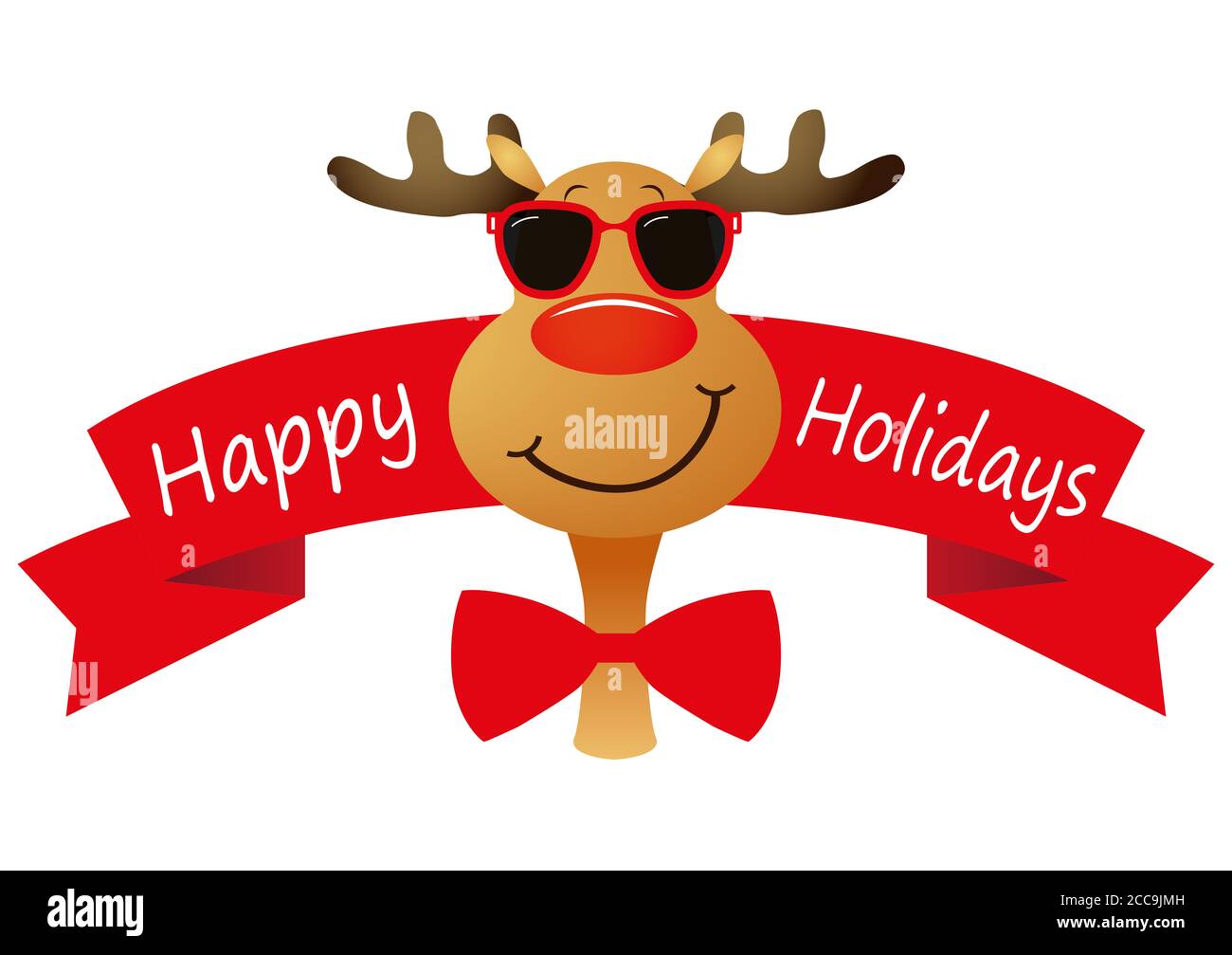 Digital illustration of a cool reindeer with sunglasses and holiday ...