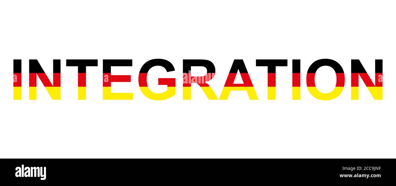 Illustration of the word "INTEGRATION" with the German flag isolated on ...