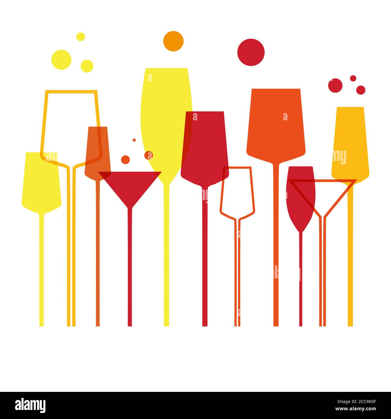 Illustration of colorful glass shapes for alcoholic drinks isolated on ...