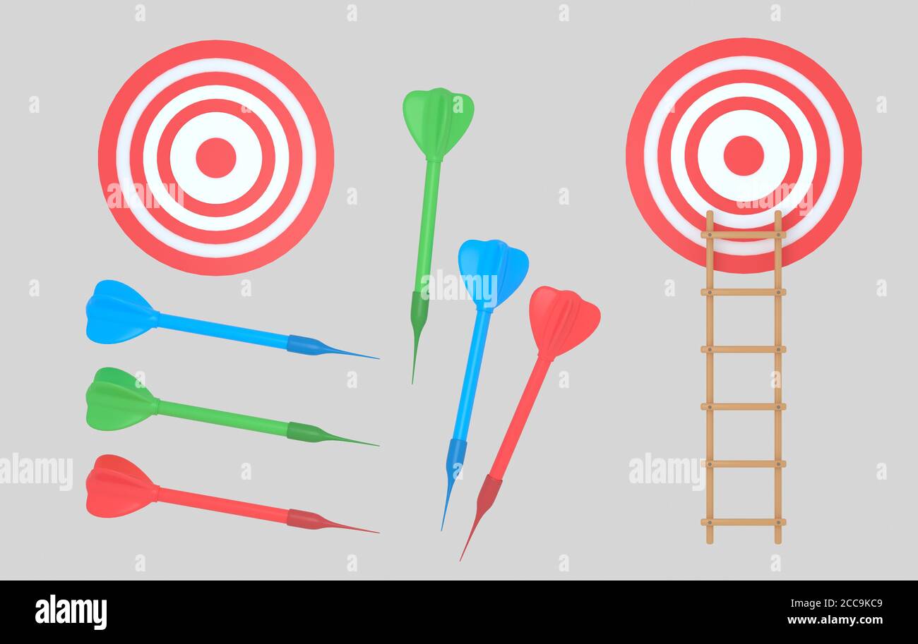 Dartboard and darts. Ladder. Isolated Stock Photo - Alamy
