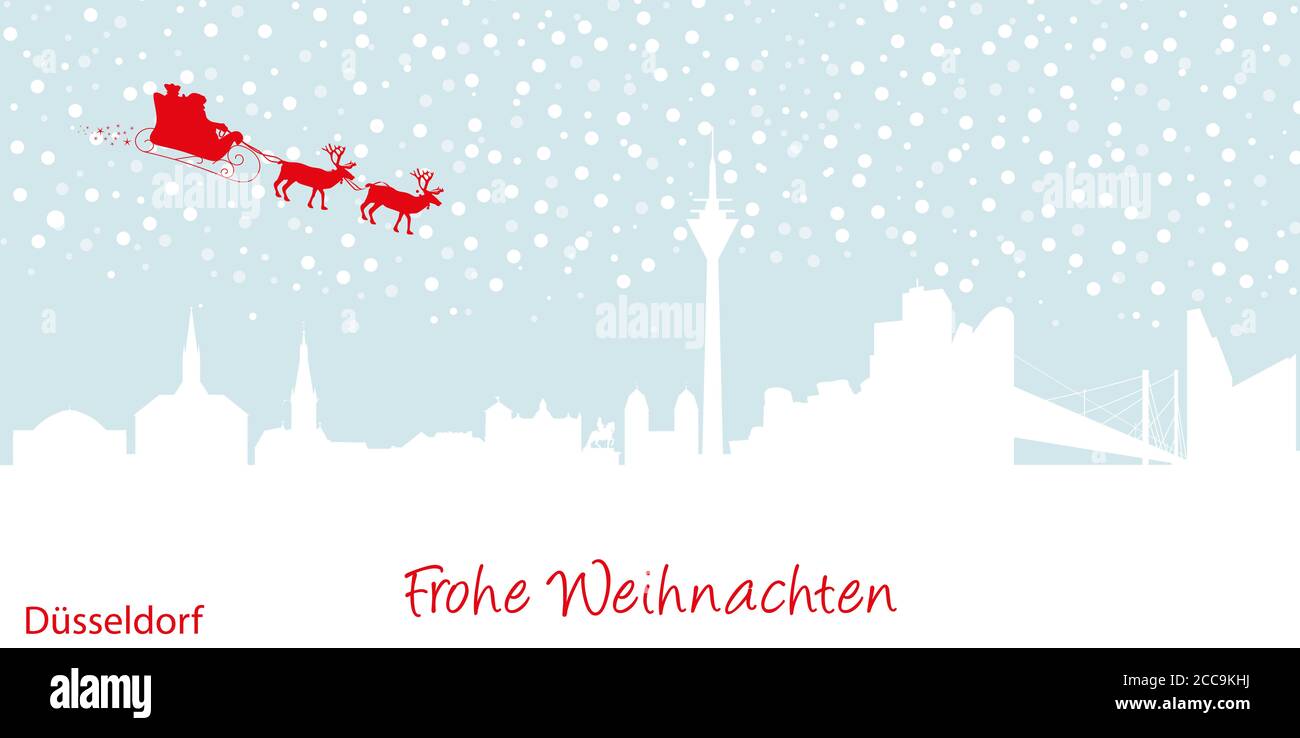 Digital illustration of a red Santa Claus sled flying over the ...