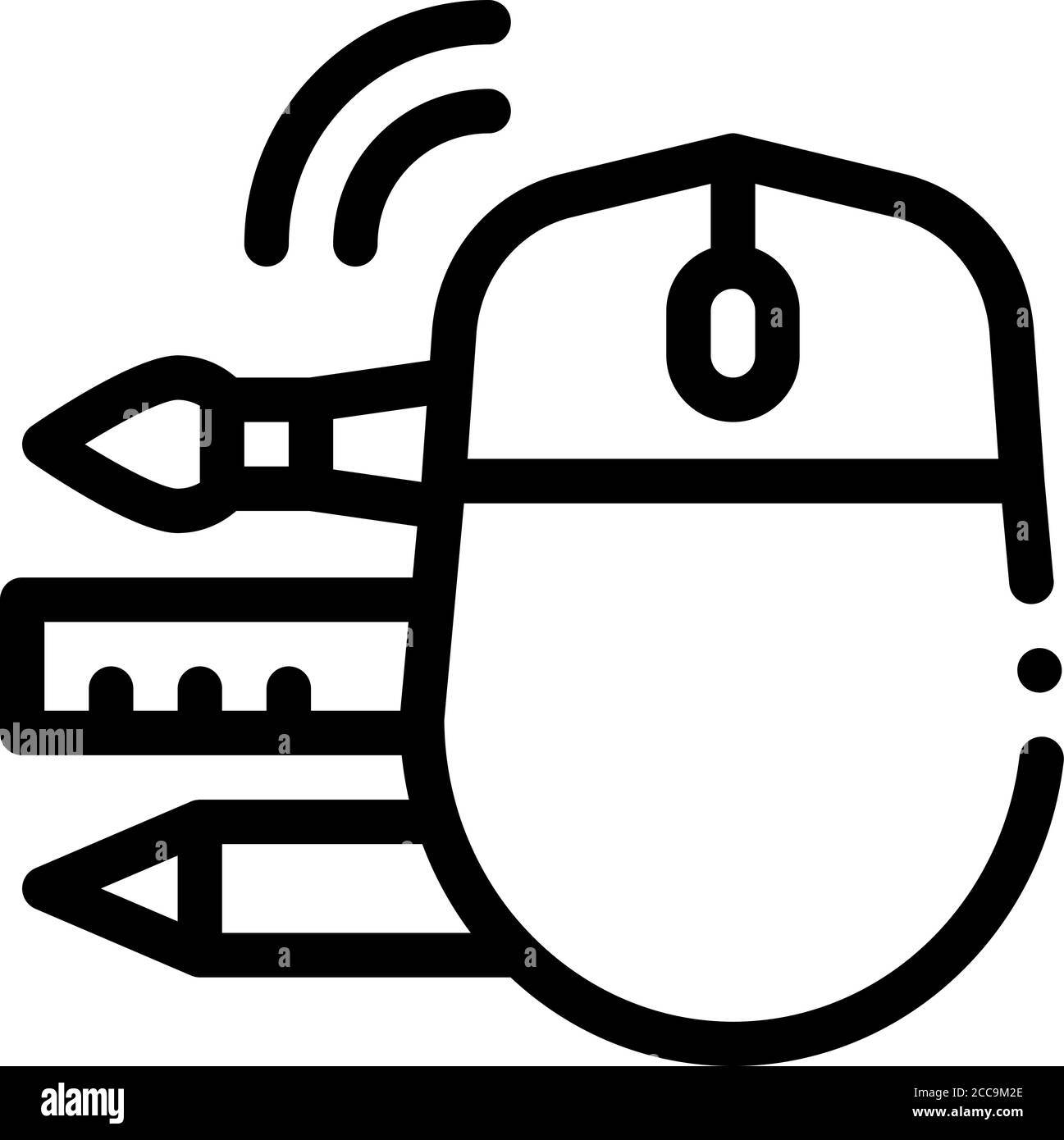 computer mouse pen pencil and ruler icon vector outline illustration ...
