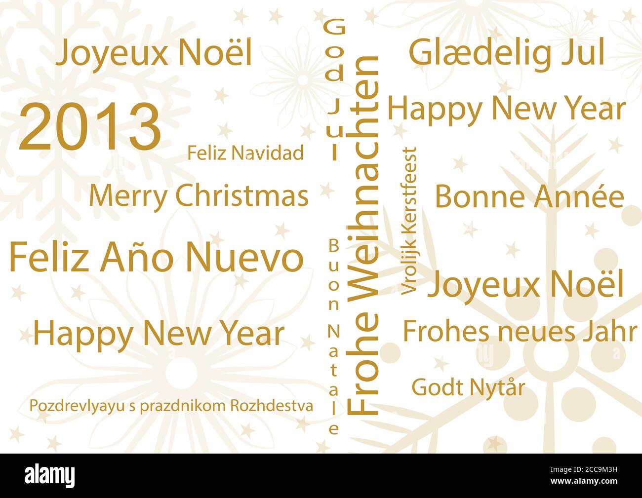 Christmas card for 2013 with greetings in different languages Stock ...