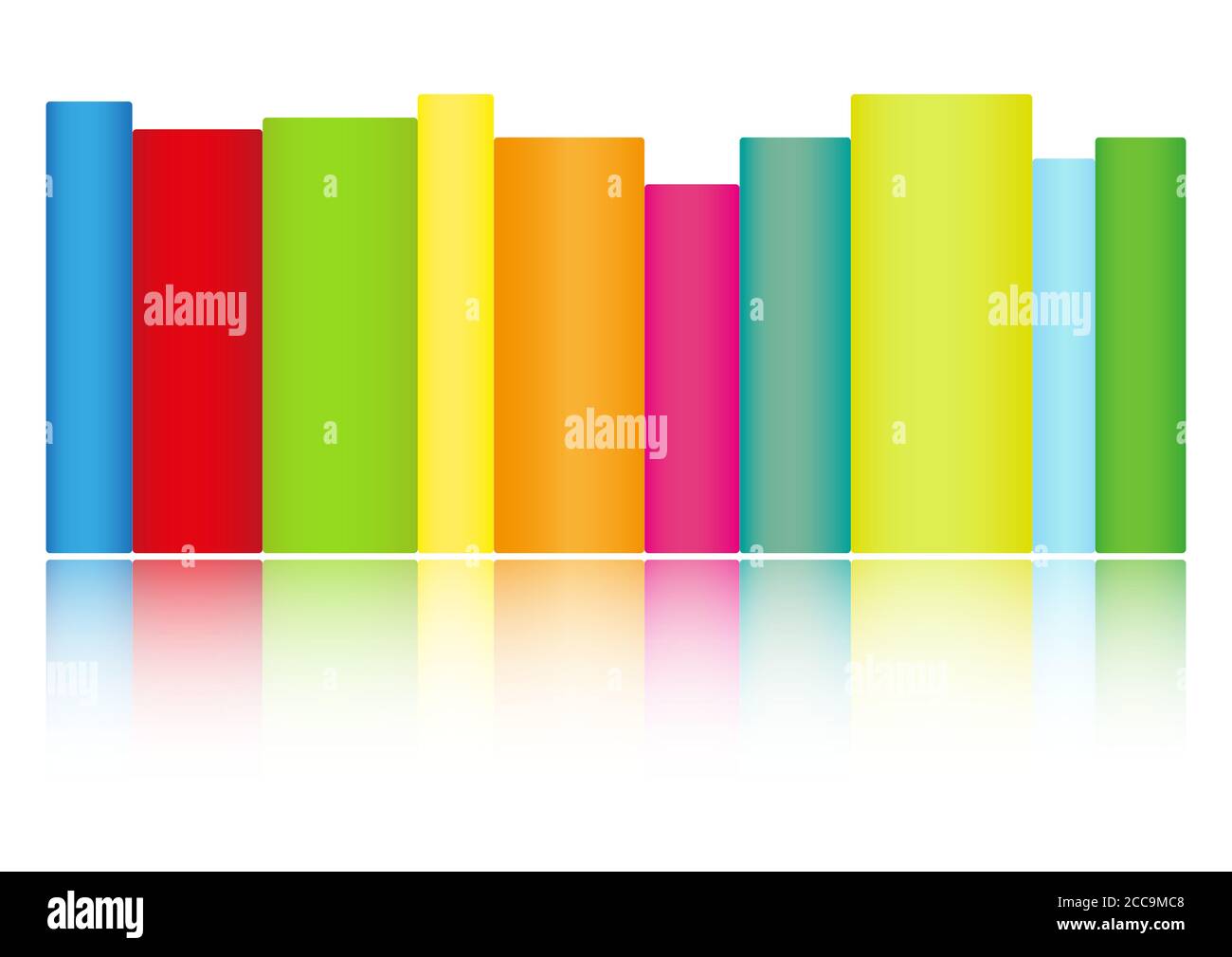 Illustration of colorful book row clipart on white background Stock ...