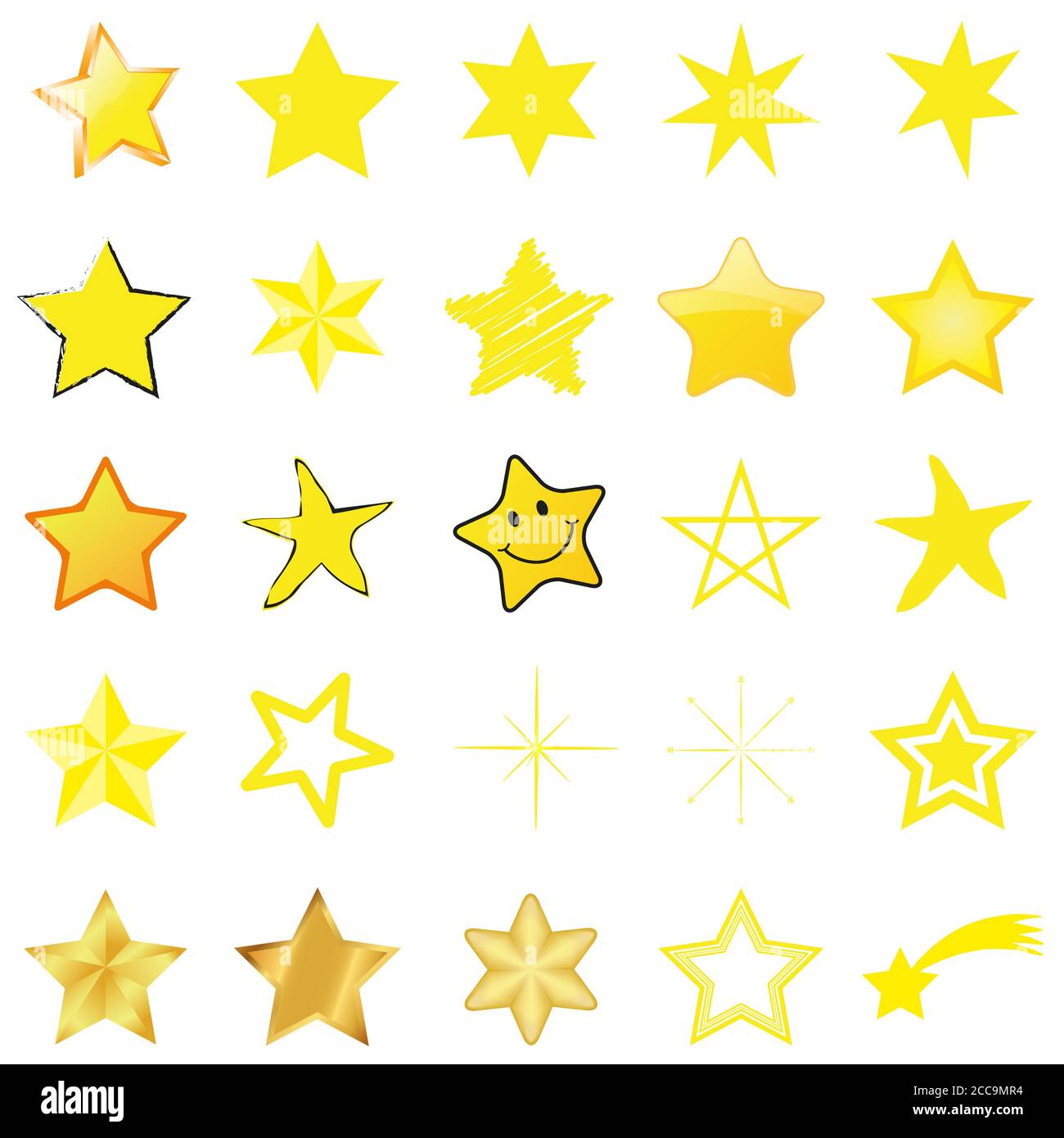 Illustration of yellow stars on white background Stock Photo - Alamy