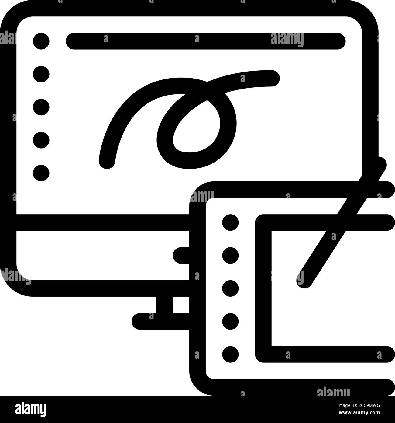 drawing design tablet and computer screen icon vector outline ...