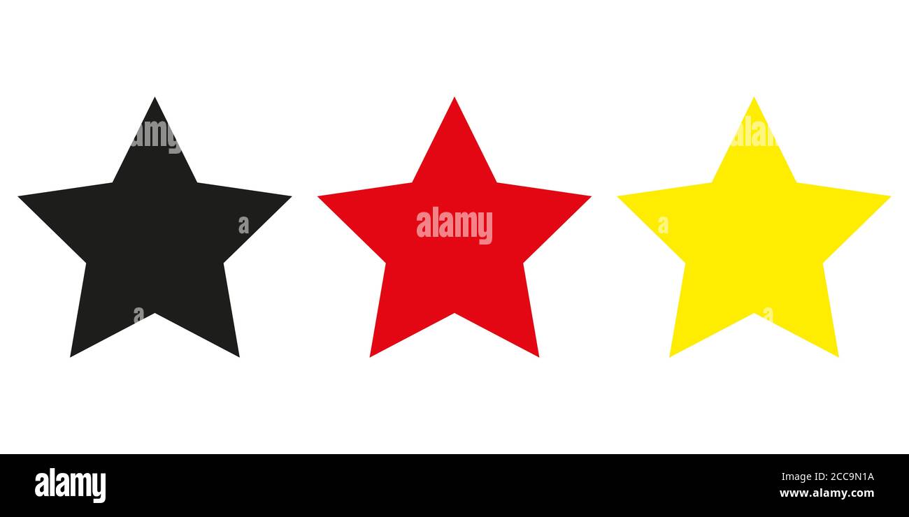 Illustration of three stars with Germany flag colors on white ...