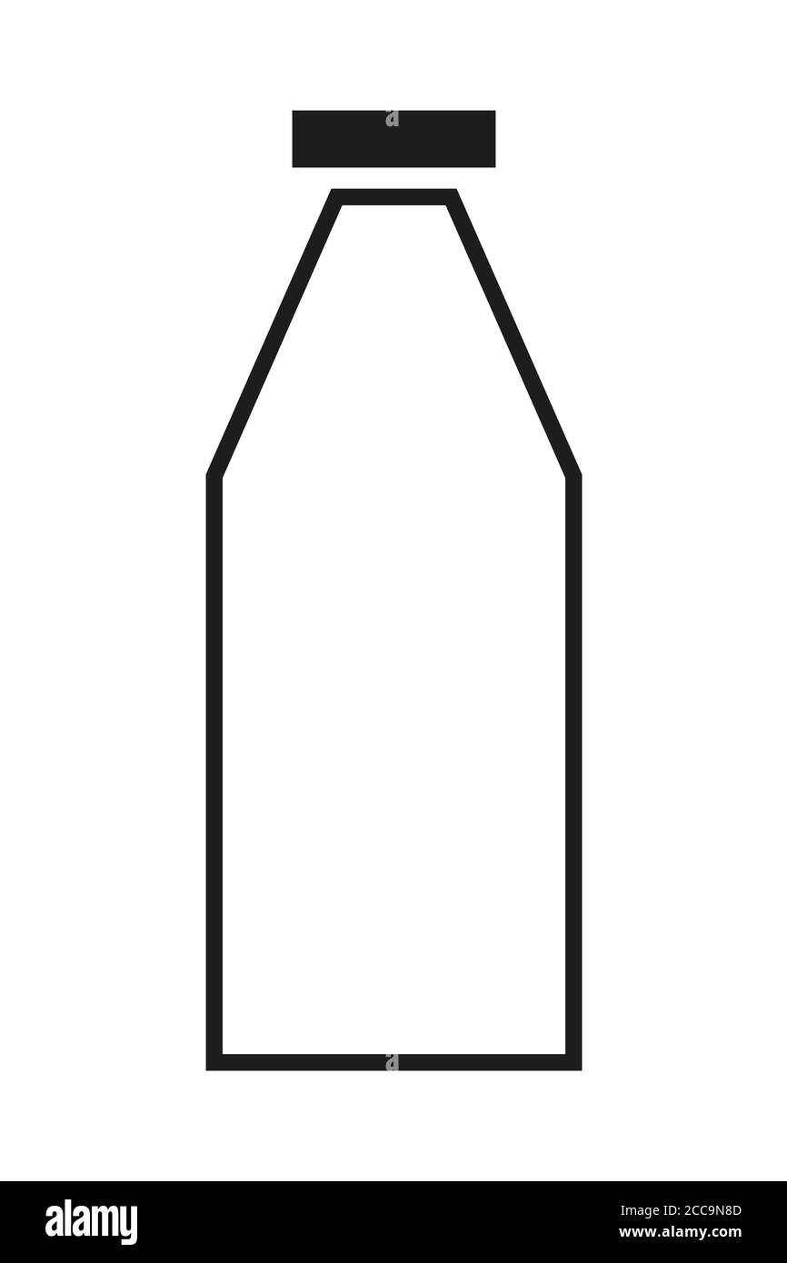 Digital illustration of a black bottle outline on a white background ...