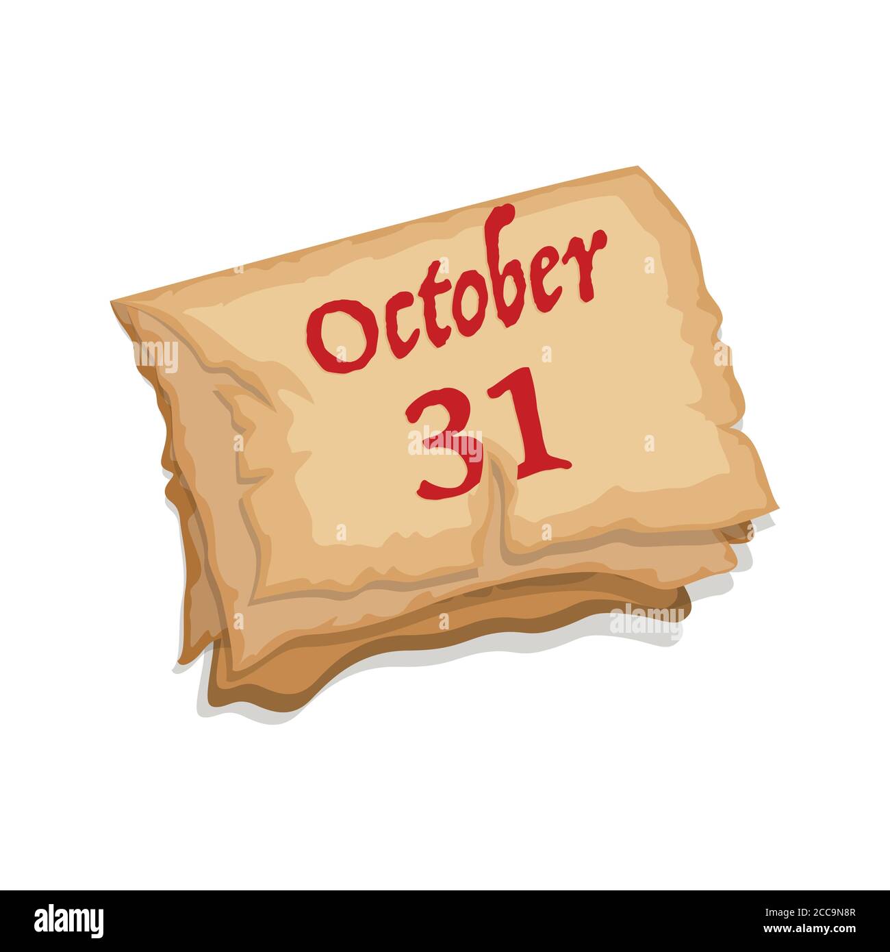 Cartoon old paper spooky calendar October 31st, vector illustration for ...