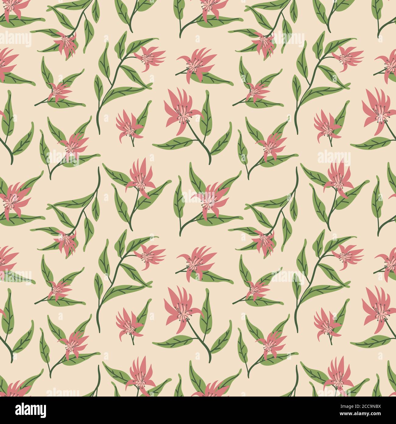 beautiful wild flowers textile pattern design. Seamless floral pattern ...