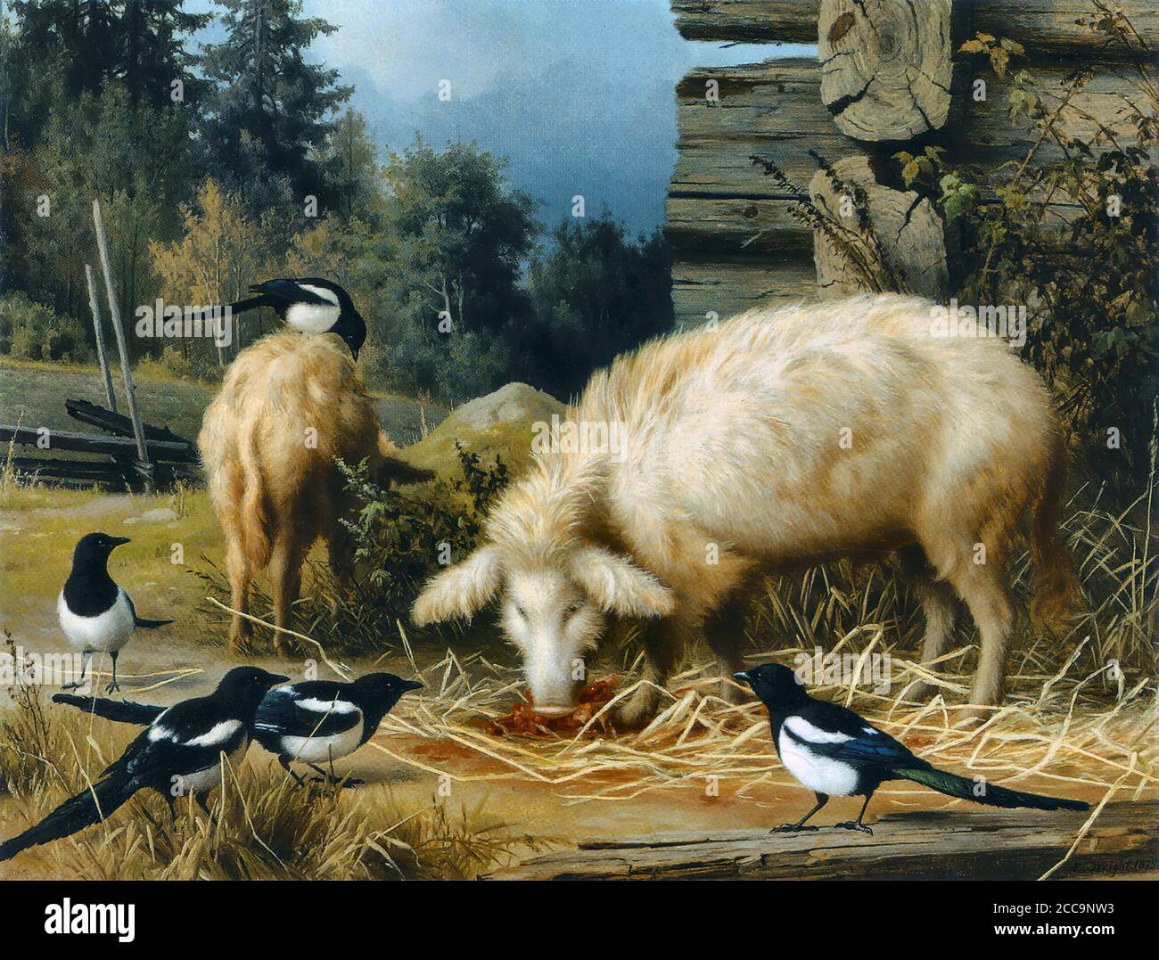 Wright Ferdinand Von - Pigs and Magpies - Finnish School - 19th Century ...