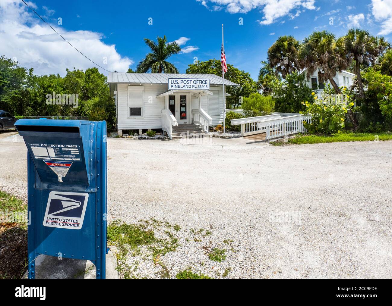 Small rural US post office in Pineland on Pine Island in Florida United ...