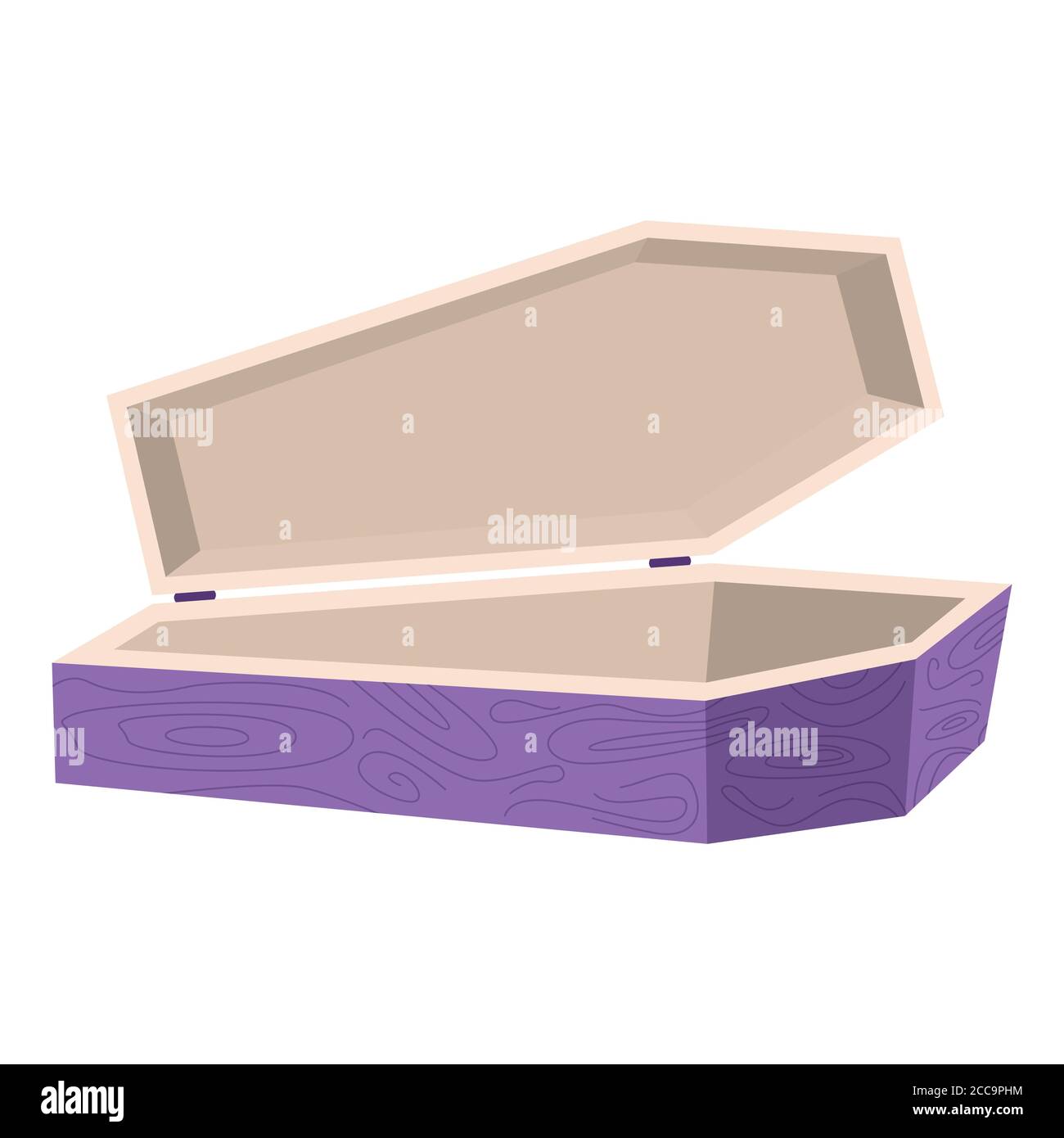 Cartoon Halloween purple wooden coffin, vector illustration Stock ...