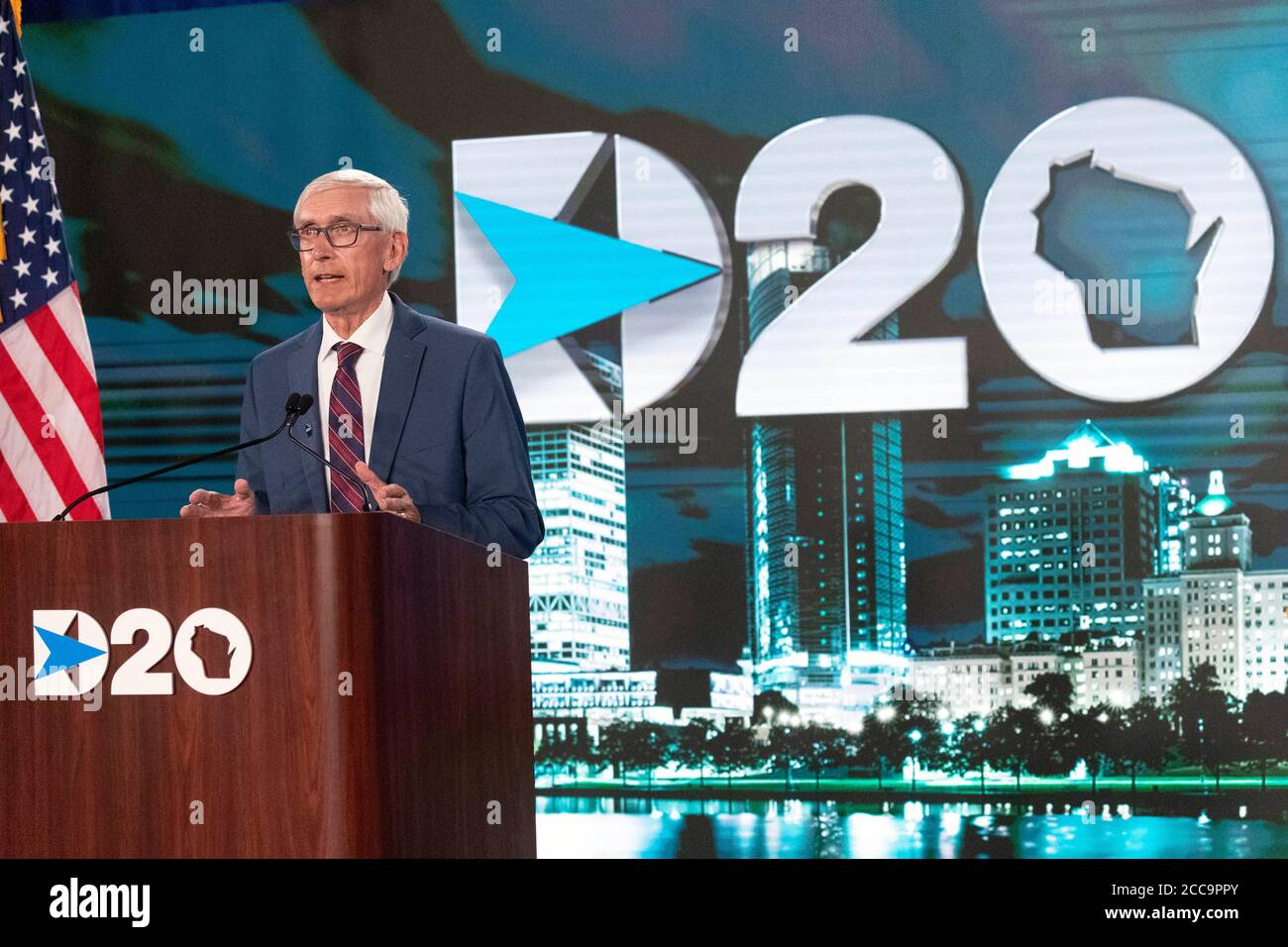 August 19, 2020; Milwaukee, WI, USA; Wisconsin Gov. Tony Evers speaks ...